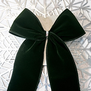 Dark Green Velvet Ribbon 2.5 Inch x 10 Yards for Christmas Tree Topper Home Decoration Wreath Gift Wrapping DIY Craft