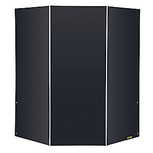 VEVOR Fireplace Screen, 47 x 34.3 Inch, 3-Panel Iron Freestanding Spark Guard with Support, Metal Craft, Broom Tong Shovel Poker Included, for Fireplace Decoration & Protection, Black