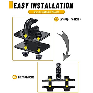 SPARKWHIZ 3/8" Tractor Bucket Hooks, Bolt On Grab Hook Grade 70 Forged Steel, Tow Hook Mount with Backer Plate for John-Deere Loader kubota Tractor Bucket (Black)