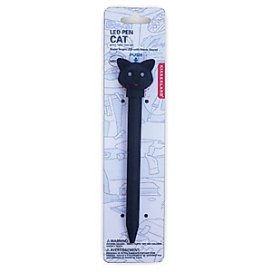 Kikkerland Cat LED Ballpoint Pen, Black (4421C)