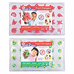 READY 2 LEARN Giant Stampers - Alphabet - Uppercase & Lowercase - Set of 56 - Easy to Hold Foam Stamps for Kids - Arts and Crafts Stamps for Displays, Posters, Signs and DIY Projects