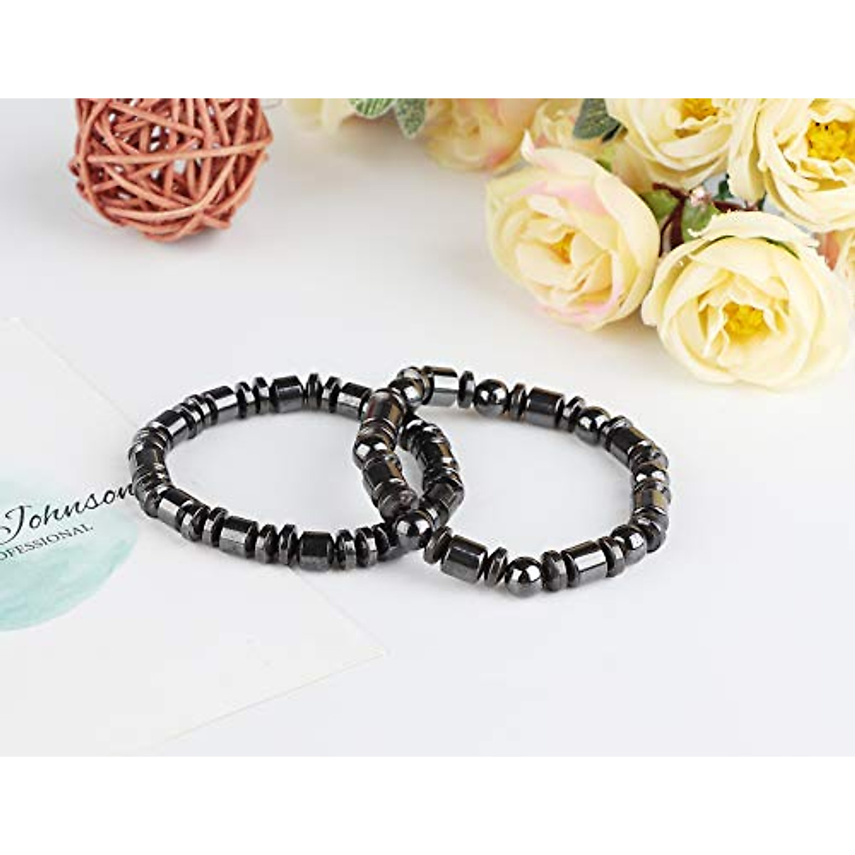 THUNARAZ 4Pcs Hematite Bracelet for Men Women Bangle Bracelet Magnetic Tiger Eye Bracelets