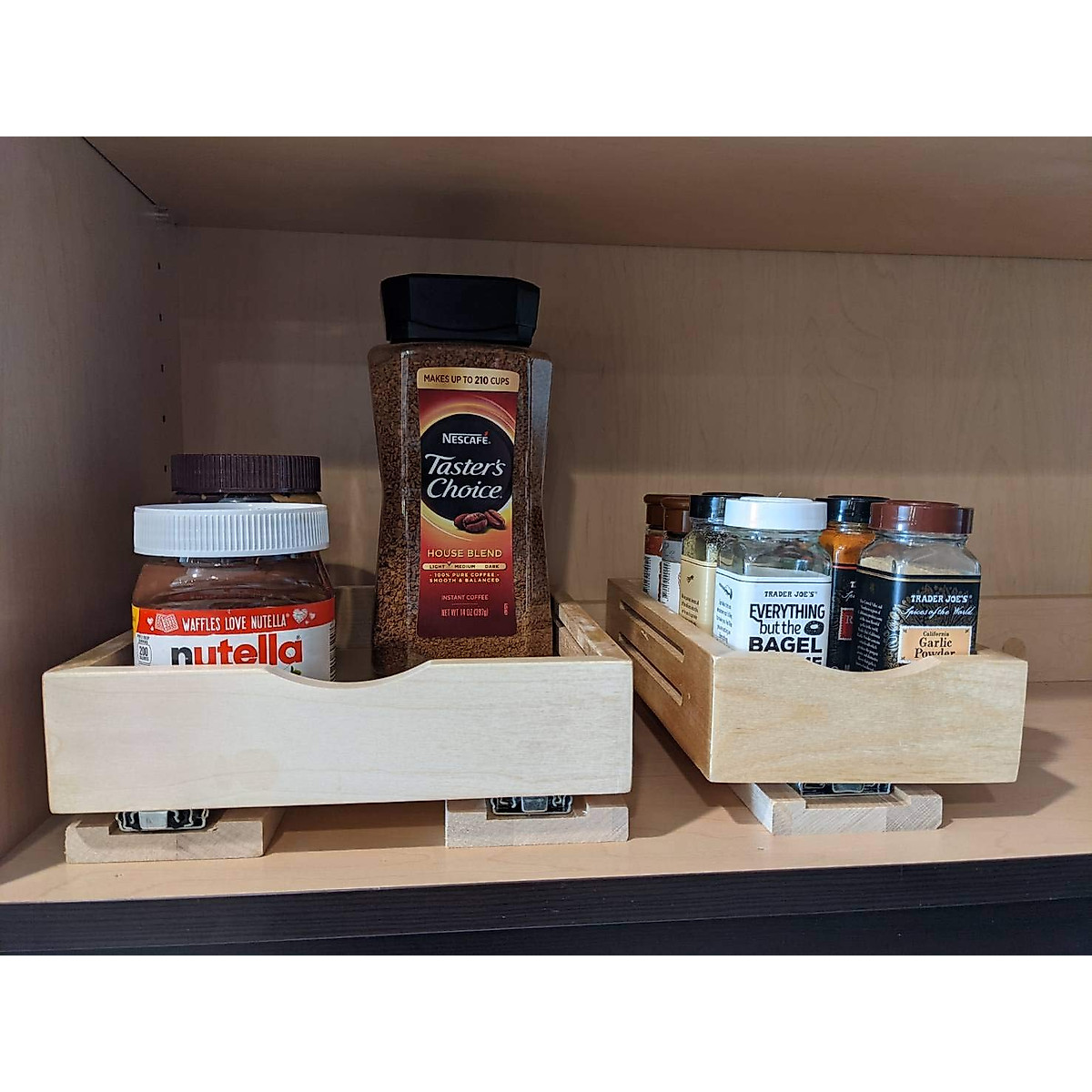CabinetRTA Wood Pull Out Spice Rack Organizer for Cabinet – 9"(W) x 10"(D) x 3"(H) for Upper Kitchen Cabinets and Pantry Closet, for Spices, Sauces, Canned Food etc…