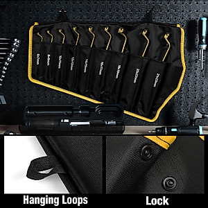 DURATECH Offset Box Wrench Set, Metric, 9-Piece, 6-23mm, 75-Degree, CR-V Steel, Titanium Plating with Pouch
