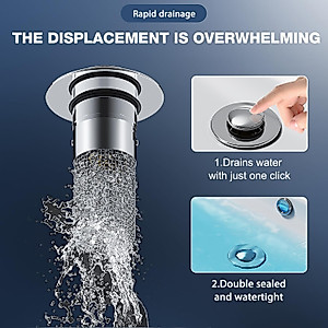 Pop Up Sink Drain Filter,Universal Bathroom Sink Stopper,Basin Sink Plug with Removable Stainless Steel Filter Basket Hair Catcher for US Bathroom Sink Stopper Replacement,Floor Sink Drain Strainer