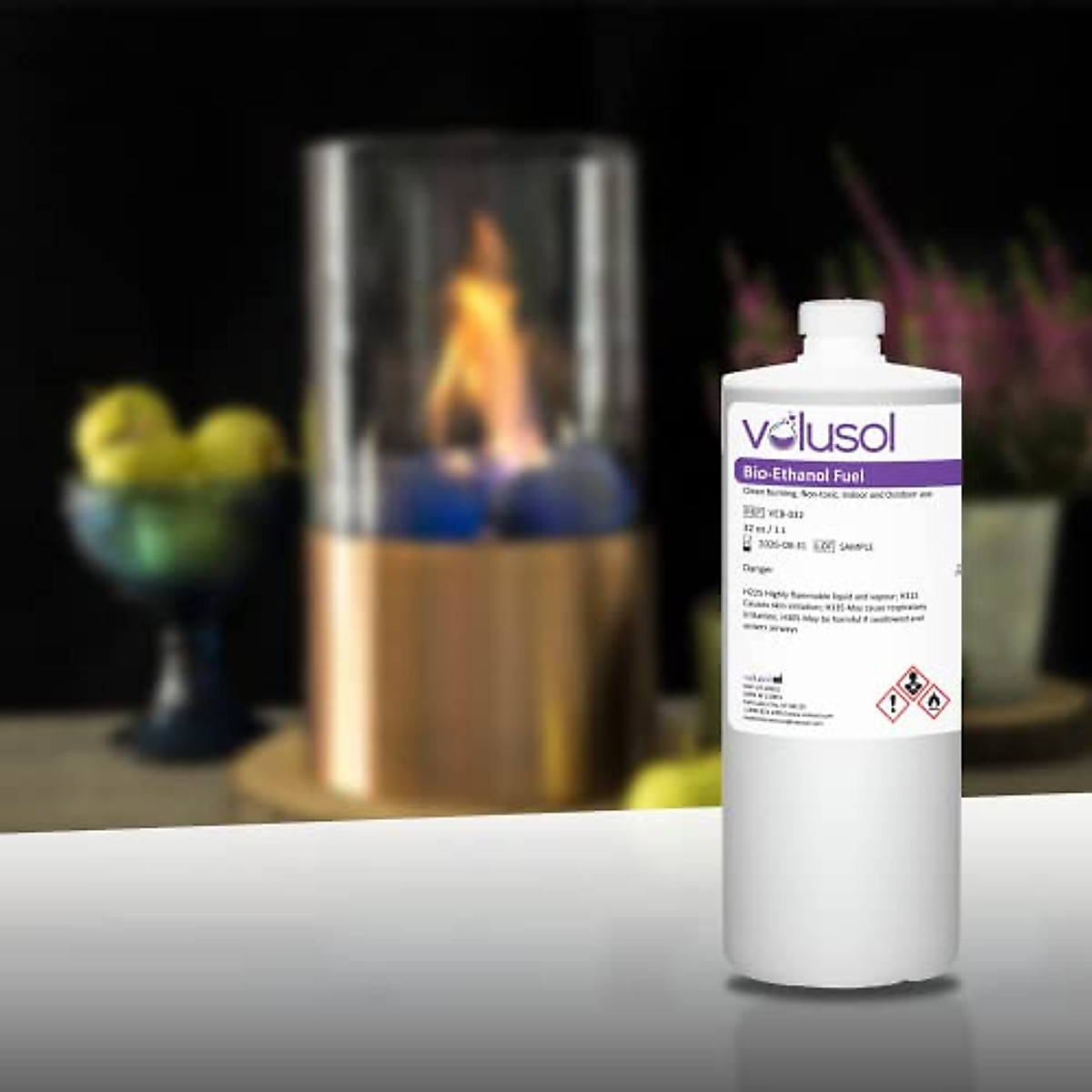Volu Sol Fireplace Fuel, Ventless, Bio-Ethanol, Clean Burning/Eco-Friendly (1000mL /32 oz.) (Pack of 3)