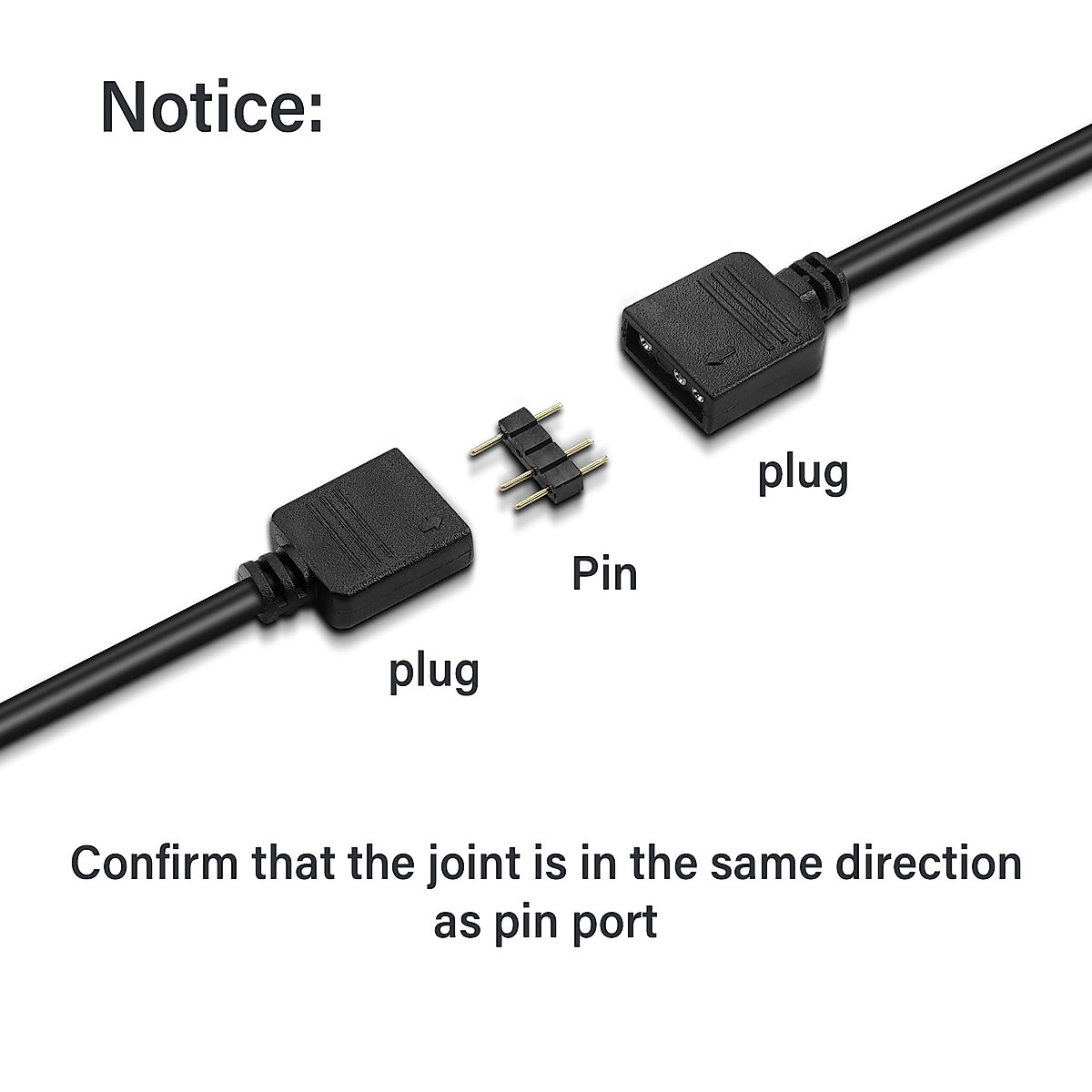 GINTOOYUN RGB Extension Cable, 3-pin to SM 3Pin Female ARGB Connector Adapter Cable,5V 3-Pin Addressable RGB Extension Cable, for RGB Fan,PC LED Strip (0.98FT)