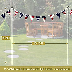 Kincubow String Light Poles, Outdoor String Light Poles for Outside String Lights, 10ft Spiral Screw-in String Light Poles for Patio, Bistro String Light Poles for Backyard Patio Garden Party 2 Packs