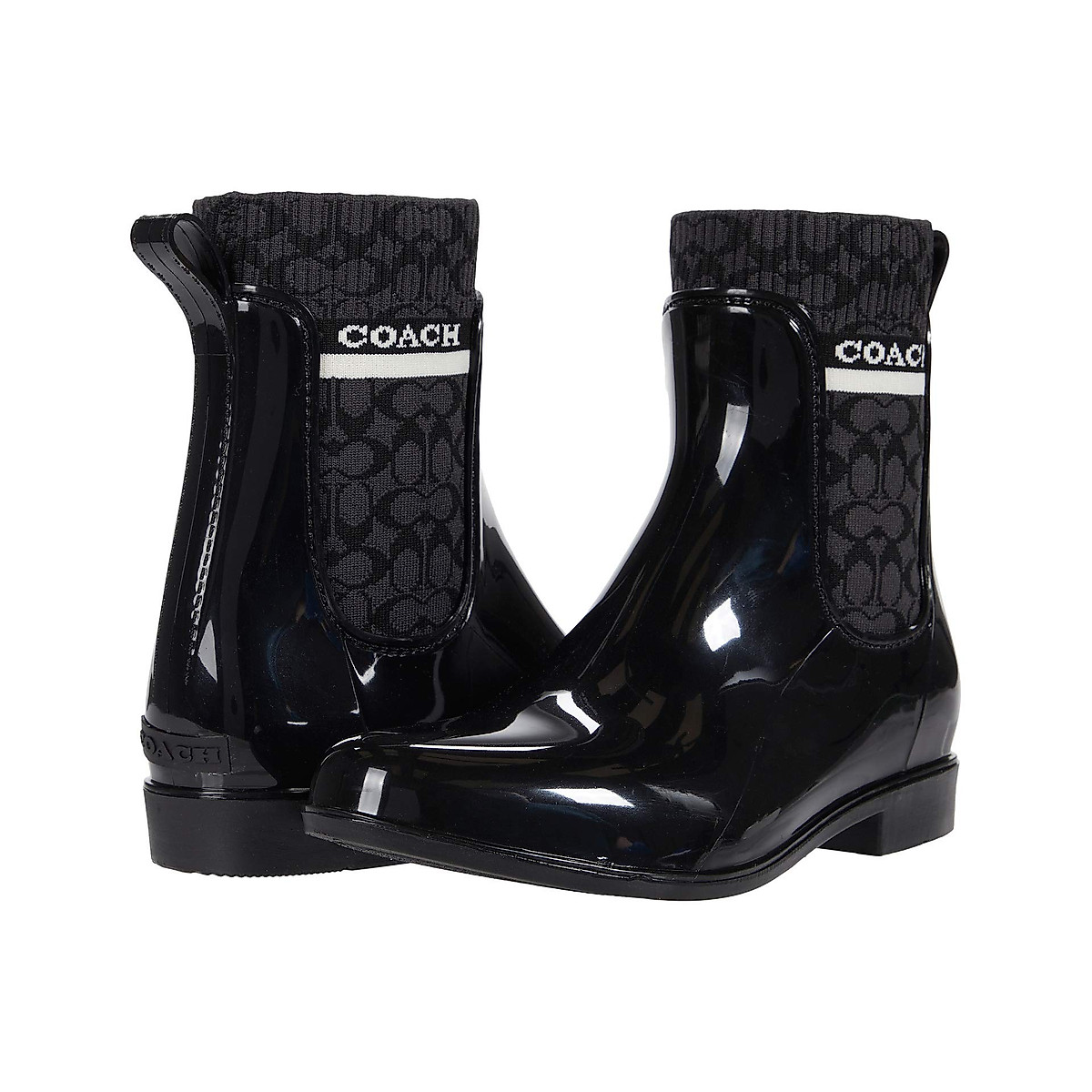 Coach Rivington Rain Bootie Black Rubber 7 B (M)