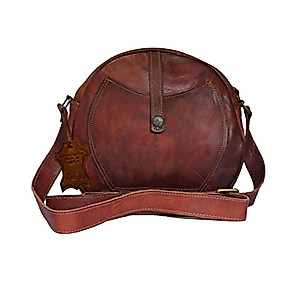 Madosh, Women's Genuine Leather Crossbody Semi-Circle Shape Purse Ladies Round Shoulder Fashion Sling bag