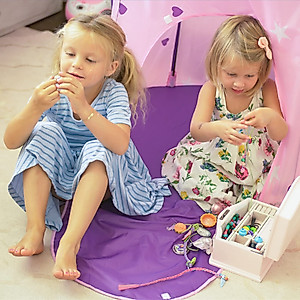 Princess Pink Tent for Girls Castle Large Playhouse Pop Up Kids Play Tent for Children with Star, Indoor and Outdoor Games