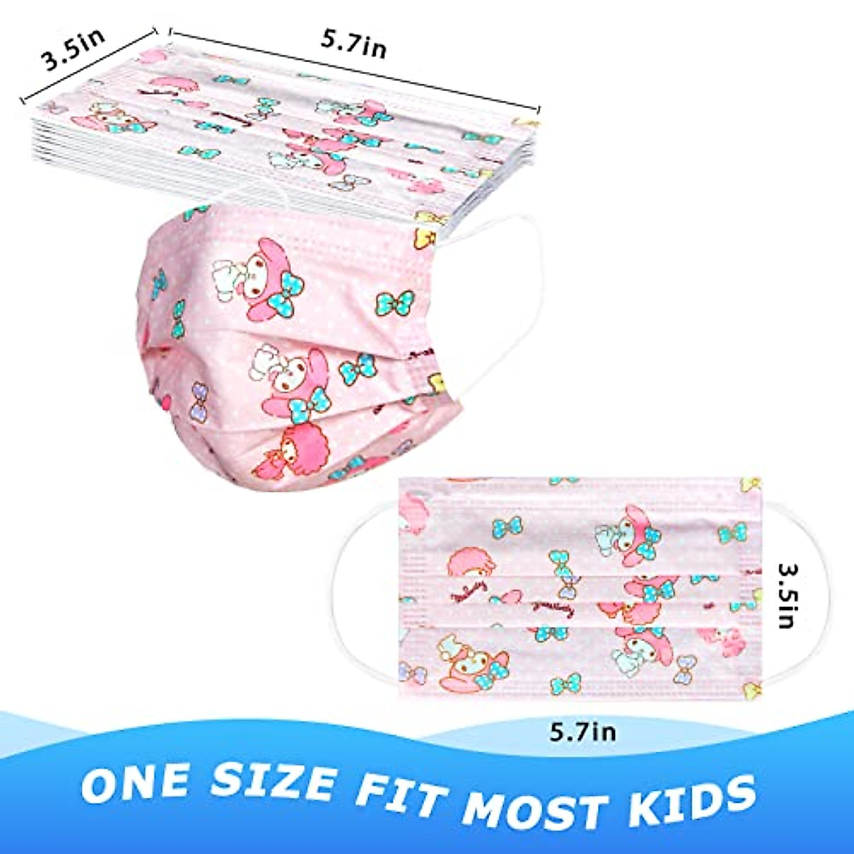 50PCS Kids Disposable Face_Mask Children 3Ply Earloop Breathable Kids Boys Girls Outdoor School Back to School Supplies Sky