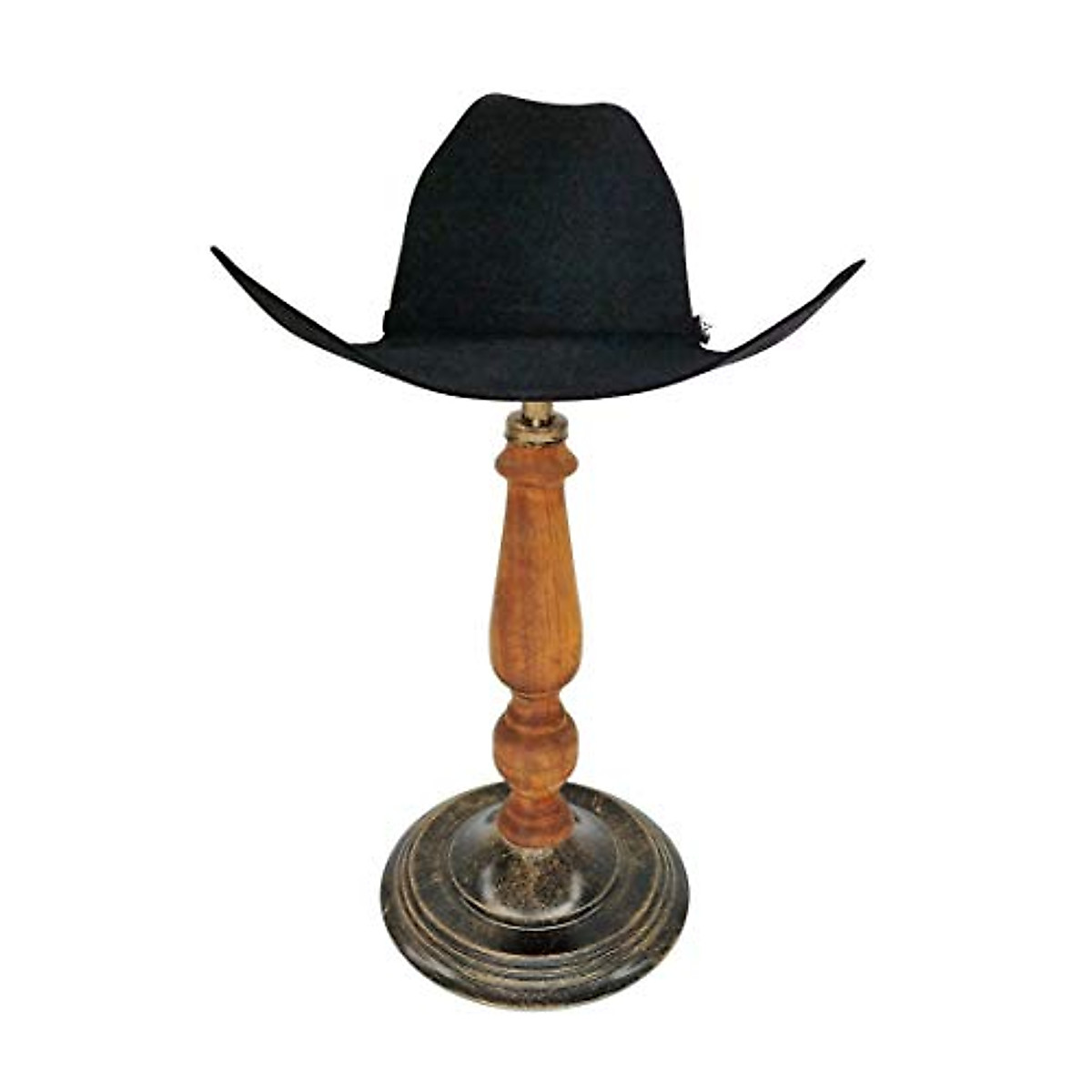 Owlgift Vintage Style Metal & Rustic Wood Stem Freestanding Hat Rack Storage, Cap Organizer, Wig Holder Display Stand - Bronze