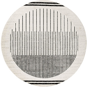 Mark&Day Area Rugs, 5ft Round Neerbosch Modern Light Gray Area Rug, Grey Black White Carpet for Living Room, Bedroom or Kitchen (5'3" Round)