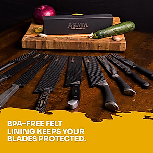 Asaya Professional Knife Edge Guards - 6 Piece Universal Blade Covers - Extra Strength, ABS Plastic and BPA-Free Felt Lining, non-Toxic and Food Safe - Knives Not Included