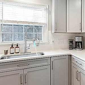 KZH Kitchen Faucet with Pull Down Sprayer Commercial Single Handle Stainless Steel Two Spout Kitchen Sink Faucet with LED Light,Deck Plate,Brushed Nickel