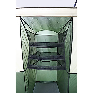 Spacious and Comfortable Ozark Trail Hazel Creek 12 Person Cabin Tent,with Two Closets with Hanging Organizers,Room Dividers,Mud Mat,E-Port and Rolling Storage Duffel for Convenience,Green