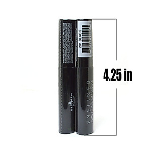 Italia-Deluxe Makeup 2pcs of Classic Liquid Eyeliner 201 Matte Black Eye Liner Vitamin E + ZipBag