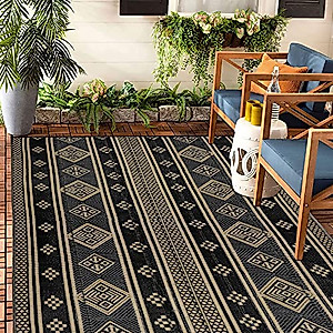 HiiARug Indoor Outdoor Rug Reversible Mats Plastic Straw Rug Patio Decor Rugs Waterproof Large Floor Mat and Rug for Patio, Deck, Picnic, Backyard, Beach, RV, Trailer, Camping (6'x9' Black)