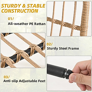 DWVO 4 Pieces Patio Furniture Set, Outdoor Wicker Bistro Set, All-Weather Rattan Conversation Set with Loveseat Chairs Table Soft Cushions for Backyard, Pool, Deck, Garden (Grey)