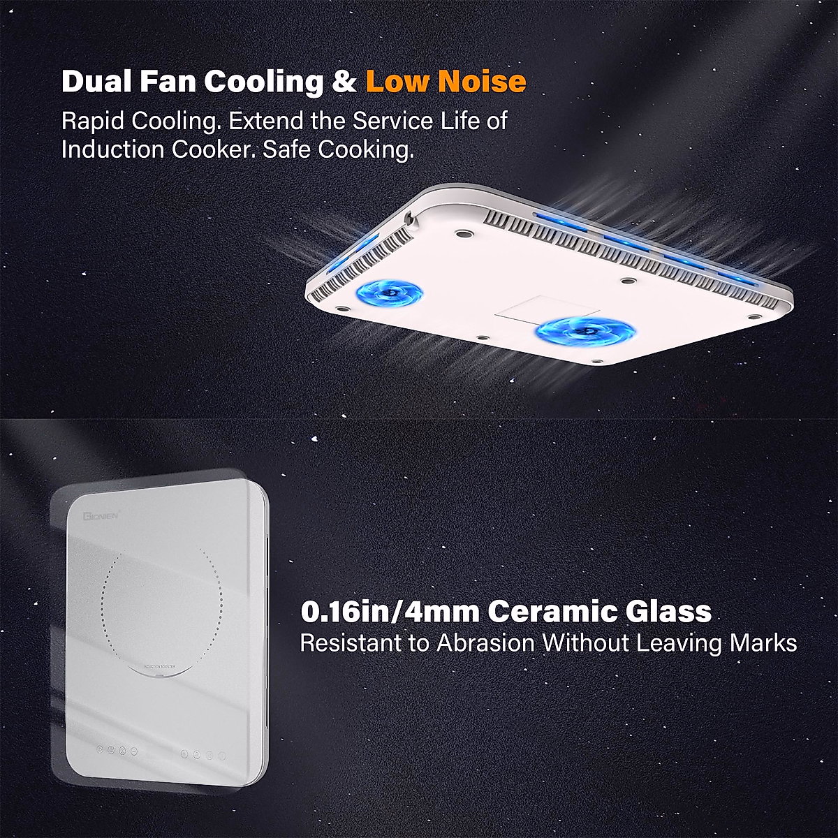 GIONIEN Portable Induction Cooktop 1200W,Single Hot Plate Countertop Burner 110~120V,Sensor Touch Electric Cooker,10 Power,0.94”Ultra Thin,6.69” Heating Coils,Child Safety Lock,Timer,Silver Grey