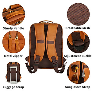 UBANT Leather Backpack For Men,17.3" Laptop Backpack Large Capacity Multi Pockets Casual Travel Business Office Work Bag Camping Weekend Daypack Outdoor Sports Rucksack