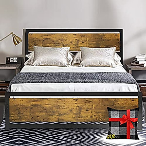 Codesfir Full Size Bed Frames with Wood Headboard and Footboard, Heavy Duty Platform Bed Frame with Storage, No Box Spring Needed, Solid and Stable, Noise Free, Easy Assembly, Vintage Brown