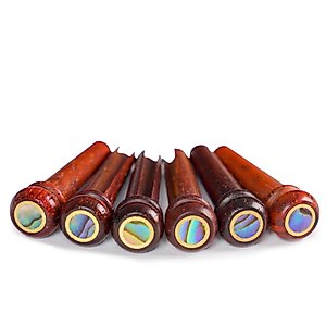 Miwayer Cocobolo Wood Guitar Bridge Pins Replacement Parts Brown for 6 & 12 String Acoustic Guitar (Big Abalone Dot)