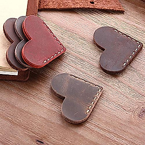 Vintage Leather Heart Bookmark - Retro Book Page Corner Marker
