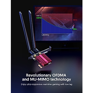 WiFi 6 PCIe WiFi Card for PC， AX3000 Dual Band Wireless Adapter with Heat Sink , Bluetooth 5.1, MU-MIMO, Ultra-Low Latency, Supports Windows 10 (64 bit) Only