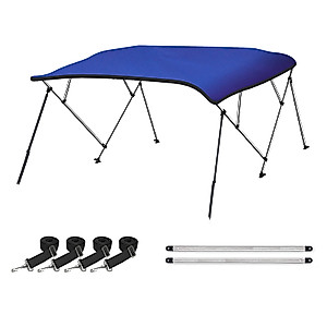 Naviskin Pacific Blue 4 Bow 8'L x 54" H x 91"-96" W Bimini Top Cover includes Mounting Hardwares,Storage Boot with 1 Inch Aluminum Frame