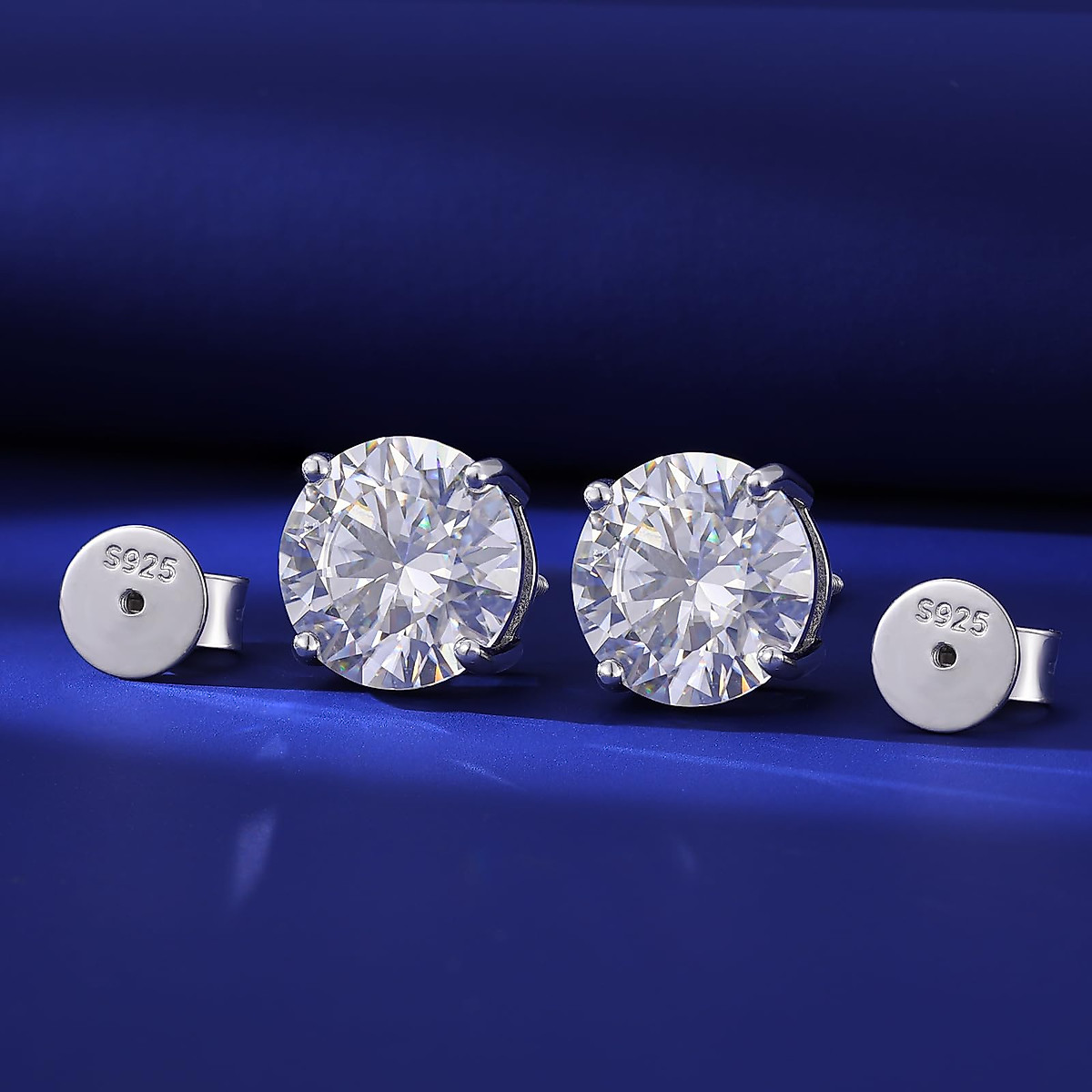 Moissanite Stud Earrings Screw Back 0.2CT 3MM*2 18K White Gold Plated S925 Sterling Silver Round Cut D Color VVS1 Clarity Lab Created Moissanite Diamond Earrings for Women Men