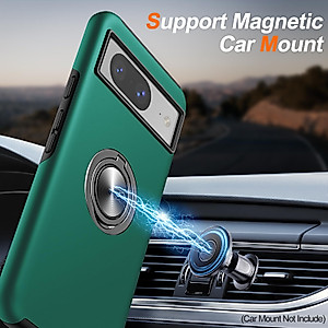 JAME for Google Pixel 8 Case, Slim Fit Case for Pixel 8 with Ring Holder Kickstand [Military Grade Drop Tested] [TPU+PC] Dual Layer Shockproof Protective Phone Case for Google Pixel 8, Green