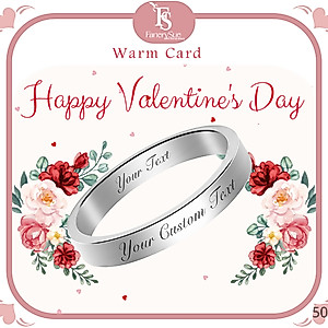 Fanery Sue Custom Personalized Engraved Name Ring for Men and Women Valentines Day Gift for Him/Her Customizable Stackable Simple Dome Couples Promise Rings(Ring Size: 9 | 4MM)