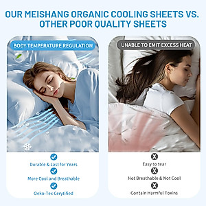 MEISHANG Bamboo Viscose Sheets King Size - 100% Organic Viscose,400TC Cooling Luxury Sheet Set with 16" Deep Pockets - 4 Pieces(Light Grey)