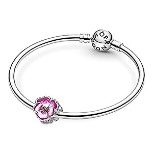 Pandora Pink Pansy Flower Charm Bracelet Charm Moments Bracelets - Stunning Women's Jewelry - Gift for Women in Your Life - Made with Sterling Silver, Cubic Zirconia & Enamel