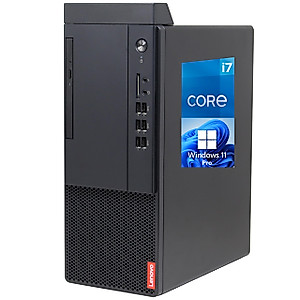 Lenovo V50T Tower Desktop Computer, Intel i7-10700, 64GB RAM, 2TB NVMe SSD, 2 Monitor Support, HDMI, VGA, DVD-RW, Card Reader, Wi-Fi, BT- Windows 11 Pro, Black