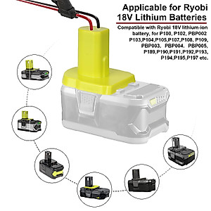 Power Wheel Battery Adapter With Harness Connector for Ryobi 18v Battery Adapter, Power Wheel Battery Converter Kit Contains Fuse And Wire Terminals And Is Compatible with Peg-Perego Kids Riding Toys