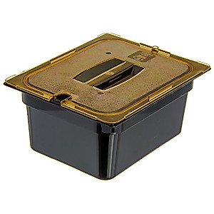 Carlisle FoodService Products 10431U13 StorPlus High Heat Universal Handled Food Pan Lid, Half Size, Amber