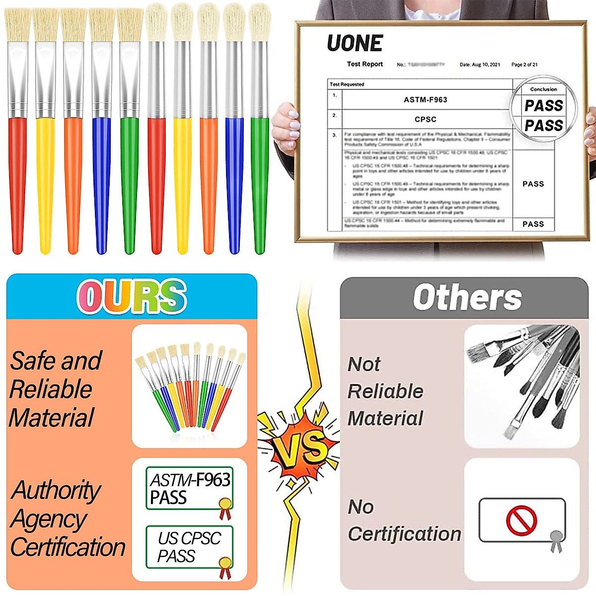 Paint Brushes, Anezus 30 Kids Paint Brushes Bulk Children Paint Brushes Set with Jumbo Round Watercolor Paint Brush and Large Flat Craft Paint Brushes