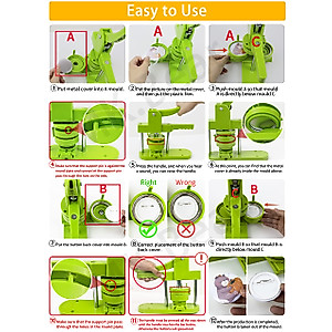 MK.Bear Button Maker Machine Multiple Sizes 1.25in+2.25in, Button Pin Maker Machine Kit for DIY Gifts, Button Press Machine with Free 200PCS 32+58mm Button Making Supplies & 2 Circle Cutter