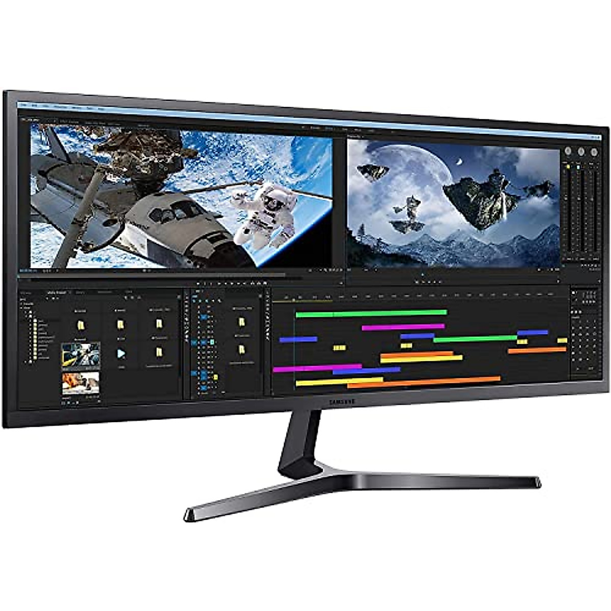 SAMSUNG 2021 34" Class Ultrawide Monitor Flat 3 for Business and Student, 21:9 Wide Screen, 3440 x 1,440 Ultra WQHD, 4ms Response Time, 75Hz Refresh Rate, PBP and PIP w/Ghost Manta Accessories