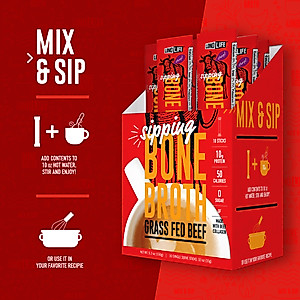 LonoLife Beef Bone Broth Sticks: 10g Protein, Keto Friendly - 10 Portable Servings