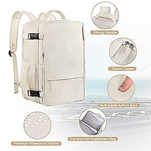 Sinaliy Large Travel Backpack for Women, 40L Carry On Backpack, 17 Inch Laptop Waterproof Casual Backpack, College Bookbag, Backpack for Women, as Person Item Flight Approved