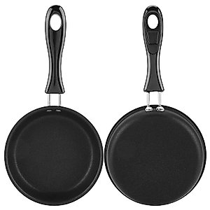 Weohoviy Mini Egg Frying Pan, Portable Mini Frying Pan Poached Egg Household Small Kitchen Cooker, Black