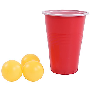 CUTULAMO Beer Pong Game Set, Smoothing Edges Cup Pong Game Set for Holiday Parties