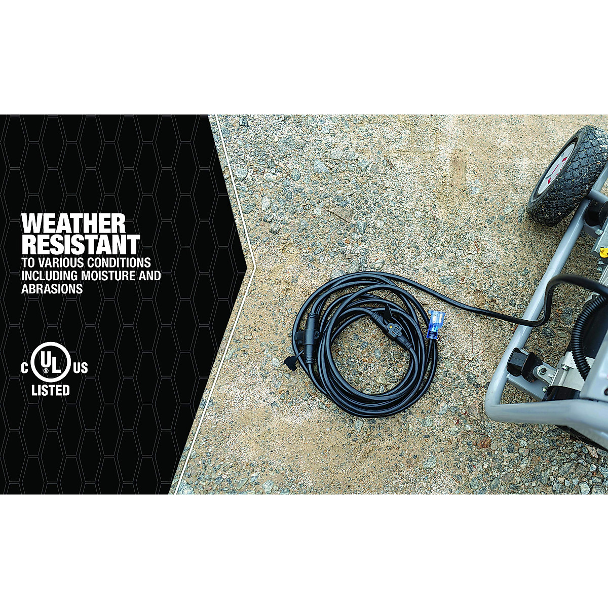 Southwire 65039101 12/3 50-Ft. Generator Power Cord, Black 6-Outlet