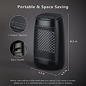 Zuvas Space Heater for Indoor Use 750W/1500W Small Electric Heaters Personal Room Heater for Office Bedroom, with Tip Over and Overheat Protection