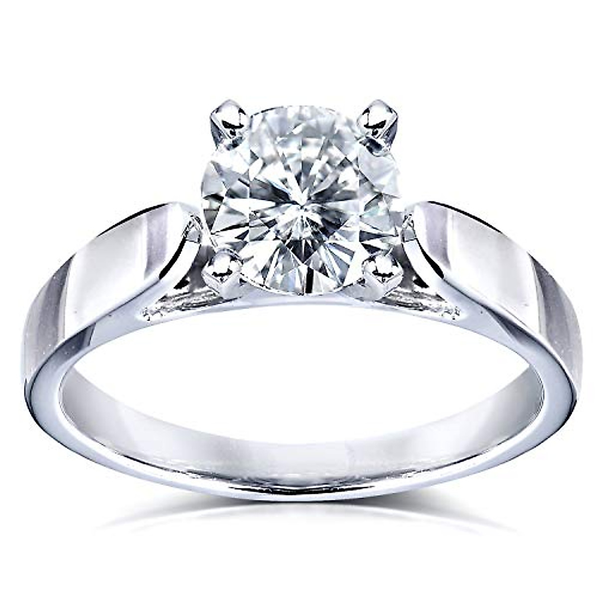 Kobelli Round Moissanite Solitaire Engagement Ring 1 CTW 14k White Gold, Size 7, White Gold