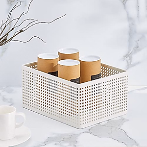 Nate Home by Nate Berkus Perforated Metal Bin | Essential for Kitchen Cabinet or Pantry Organization and Storage from mDesign - Set of 3, White